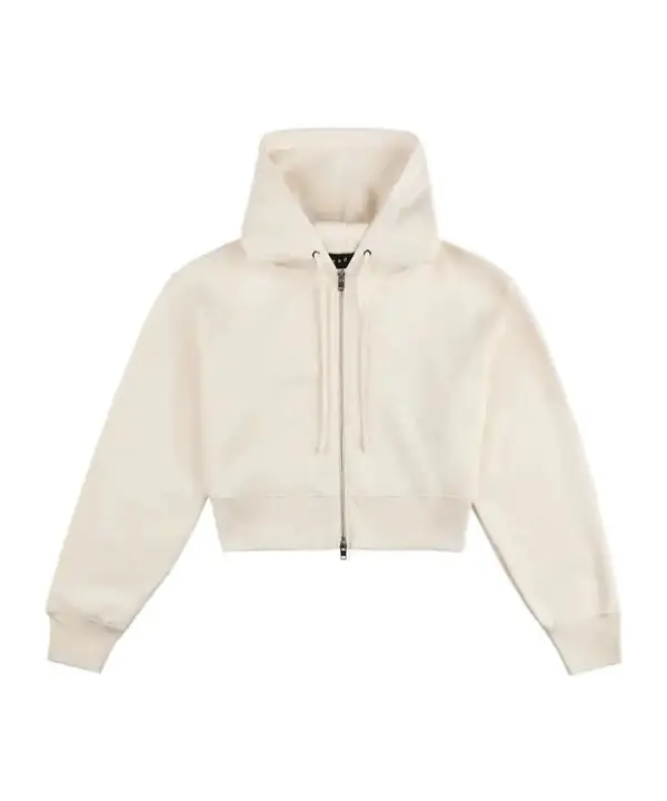 Hogan Cropped Cotton-cashmere Blend Sweatshirt With Drawstring Hood