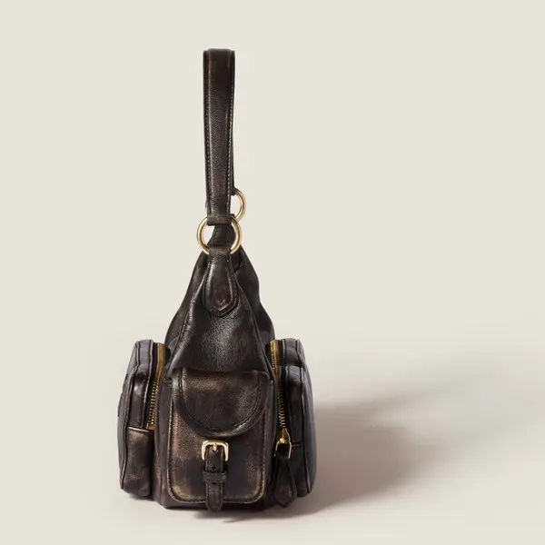 Miu Miu Pocket Nappa Leather Bag - Coffee