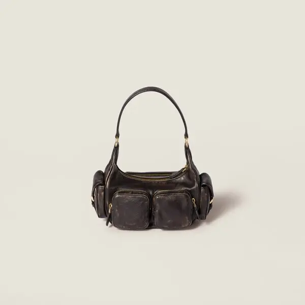 Miu Miu Pocket Nappa Leather Bag - Coffee
