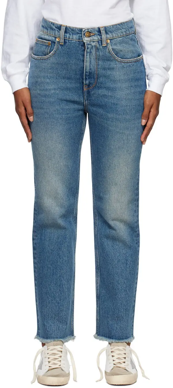 GOLDEN GOOSE Logo Patch Cropped Jeans