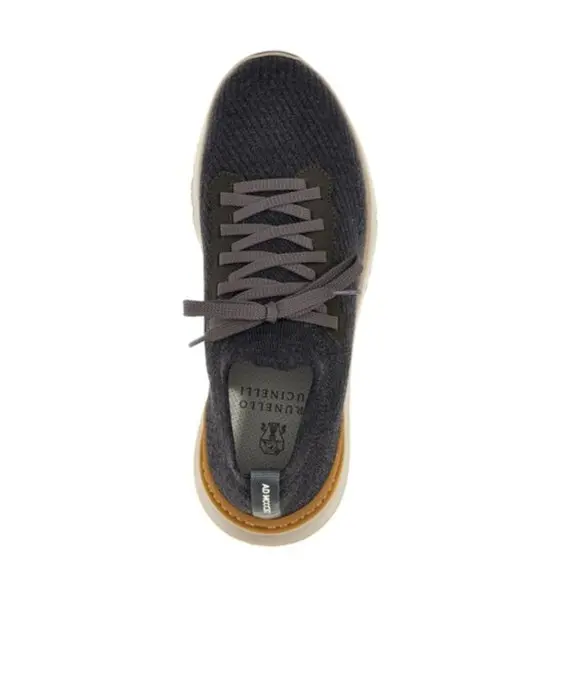 Brunello Cucinelli Knitted Low-top Sneakers With Logo Detail - Dark Gray