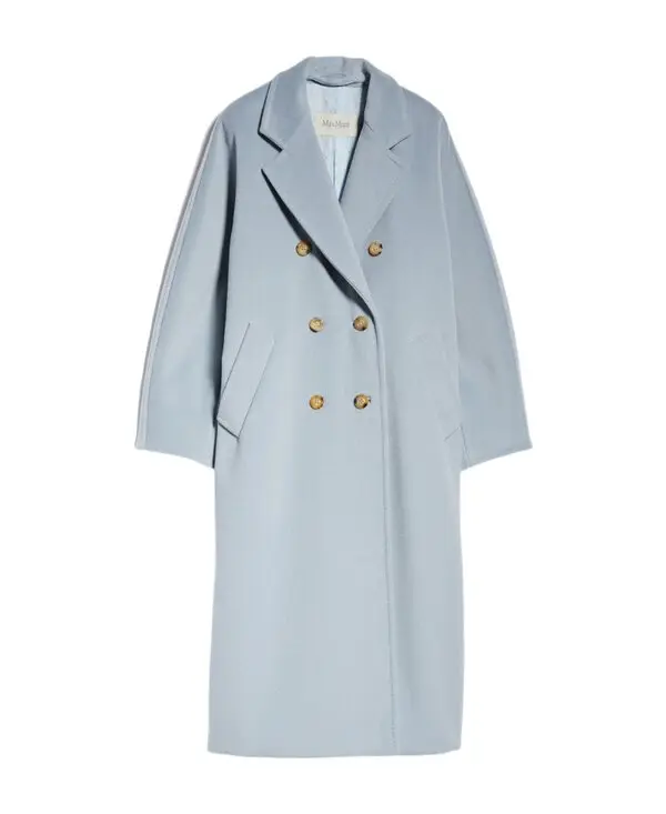 Max Mara Madame Belted Long-sleeved Coat - Light Blue