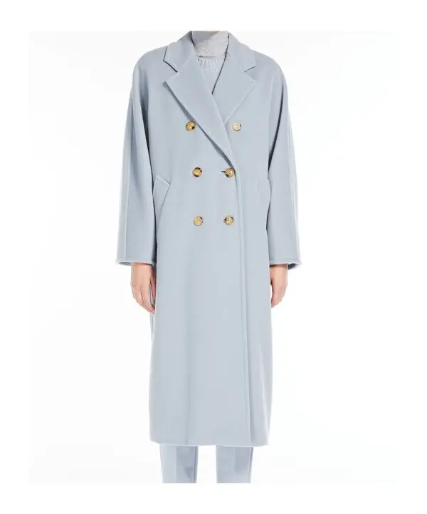 Max Mara Madame Belted Long-sleeved Coat - Light Blue