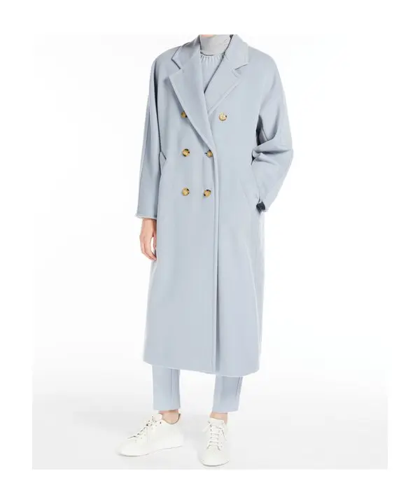 Max Mara Madame Belted Long-sleeved Coat - Light Blue
