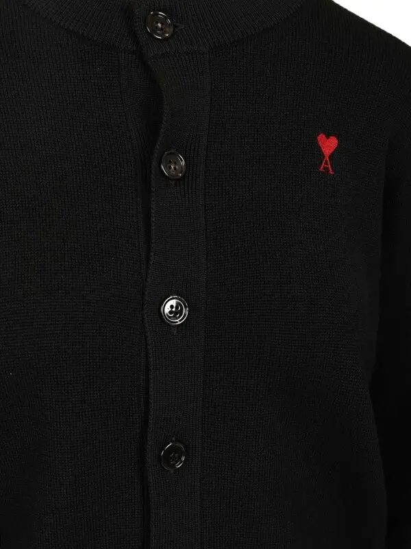 AMI Paris Heart-embroidered Wool Cardigan