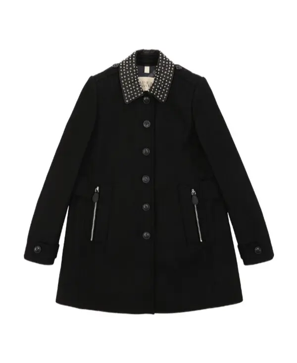 Burberry Wool Single-breasted Coat With Studded Lapel