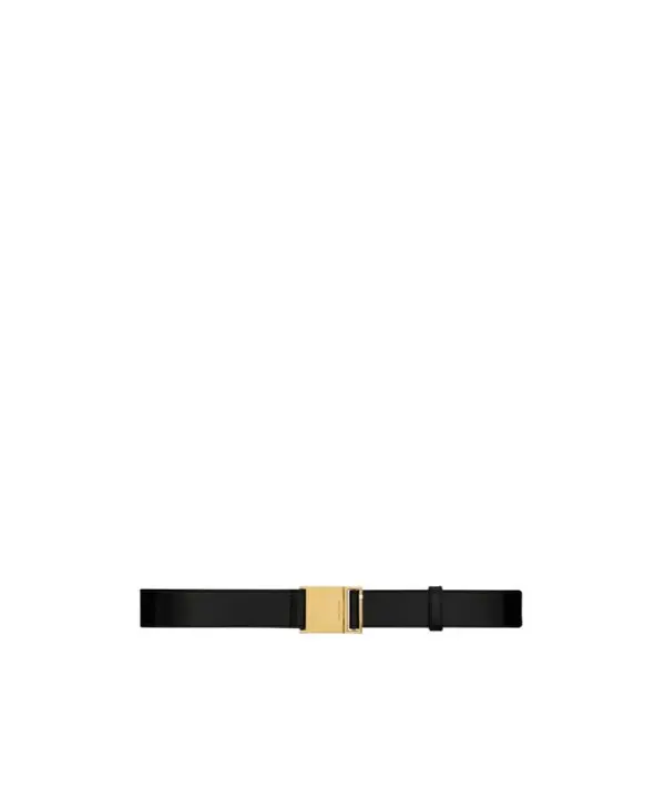 Saint Laurent Magnetic Buckle Belt In Shiny Leather - Black