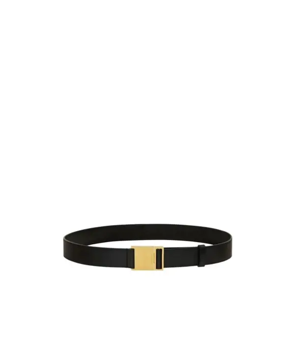 Saint Laurent Magnetic Buckle Belt In Shiny Leather