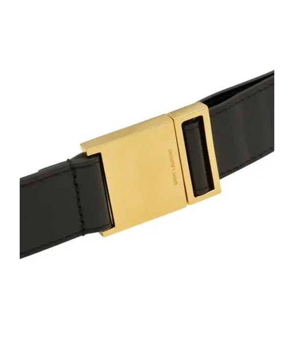 Saint Laurent Magnetic Buckle Belt In Shiny Leather