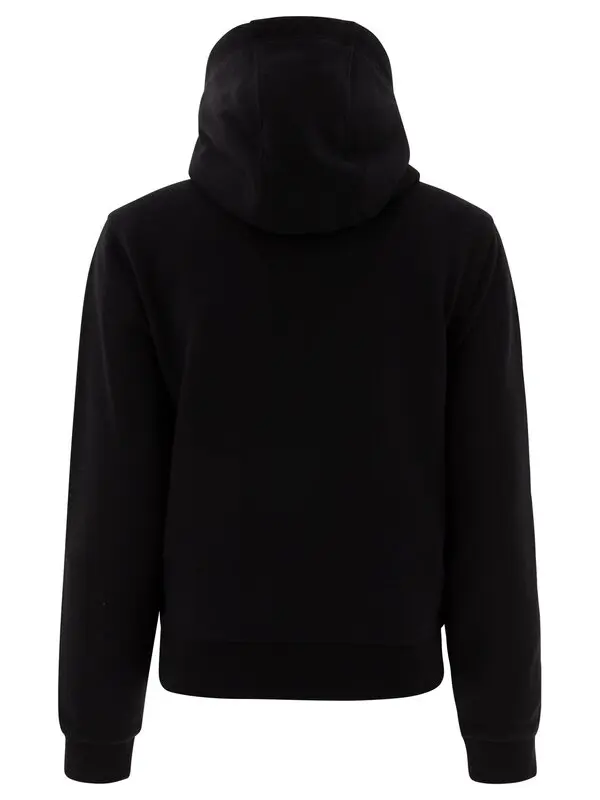 Burberry Zip-up Drawstring Hoodie With Checked Label Detail - Black