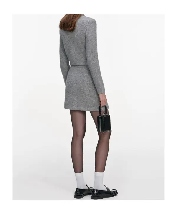 SELF-PORTRAIT Embellished Trim Cropped Cardigan - Grey