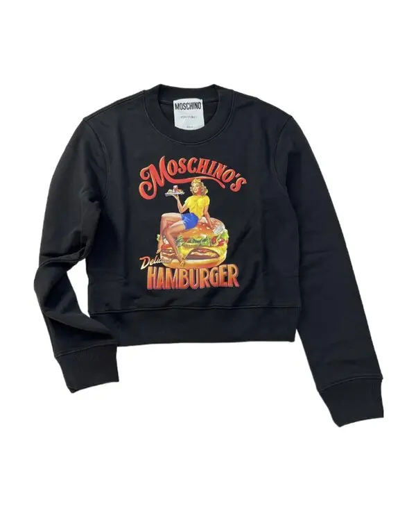Moschino Graphic Print Crewneck Sweater - Black