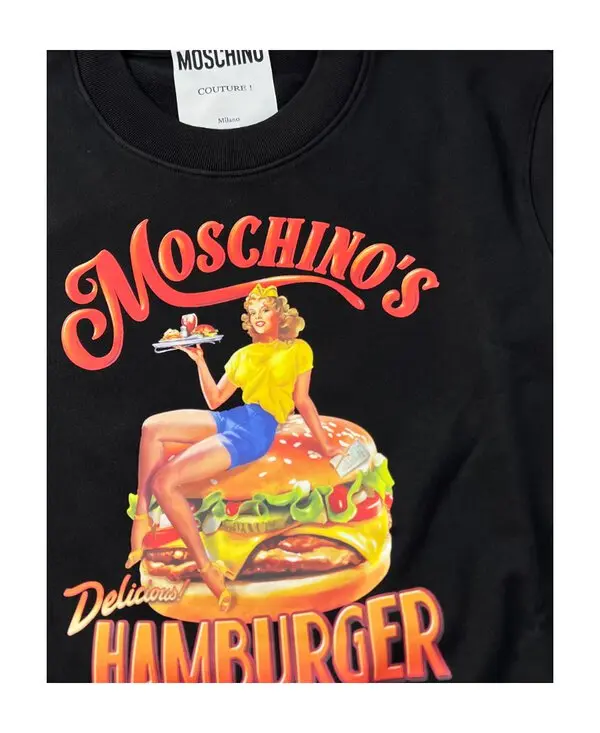 Moschino Graphic Print Crewneck Sweater - Black