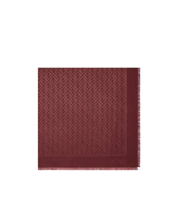 Fendi Ff Jacquard Frayed-edge Scarf - Red