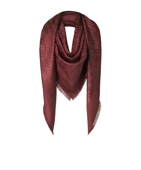 Fendi Ff Jacquard Frayed-edge Scarf