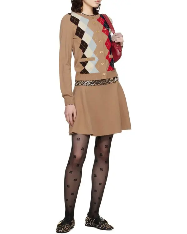 GANNI Argyle Print Cardigan - Incense