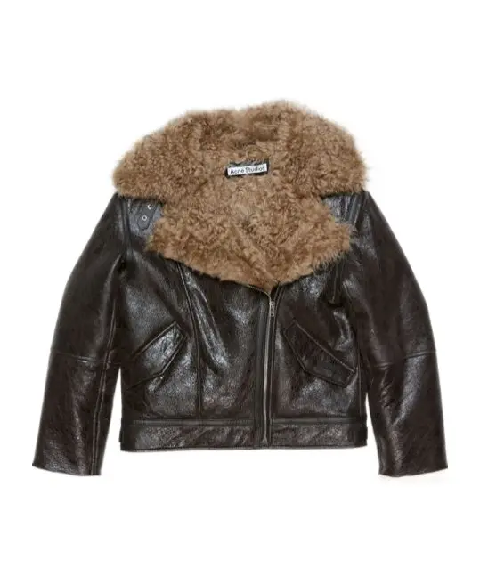 Acne Studios Leather Shearling Aviator Jacket - Black