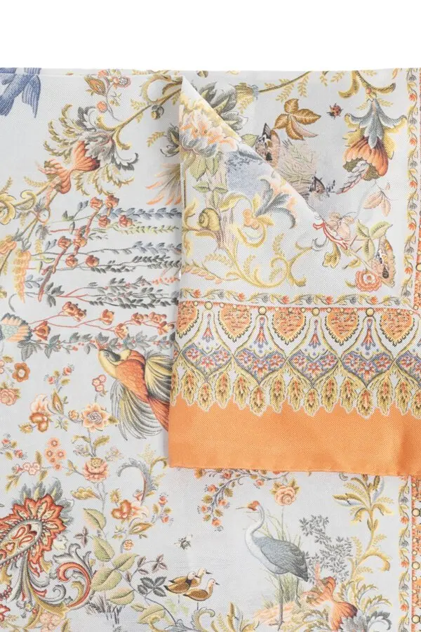 Etro Flora-fauna Motif Silk Scarf