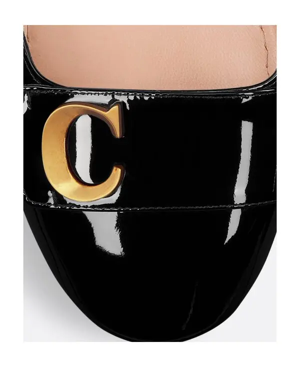 Dior Patent Leather Ballet Flats With Gold Tone Cd Initials - Black