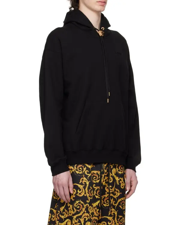 Versace Medusa Head Detailed Drawstring Hoodie - Black