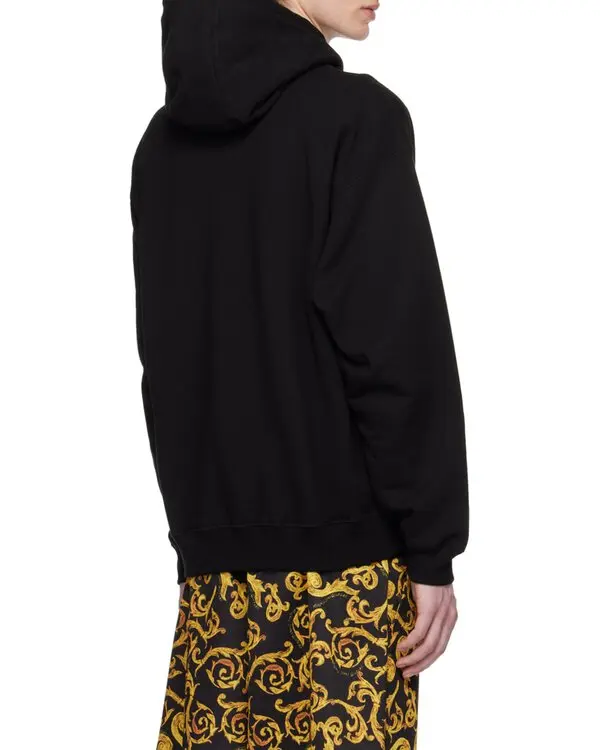 Versace Medusa Head Detailed Drawstring Hoodie - Black