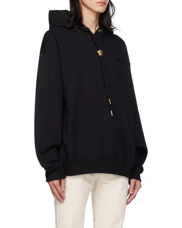 Versace Medusa Head Detailed Drawstring Hoodie - Black