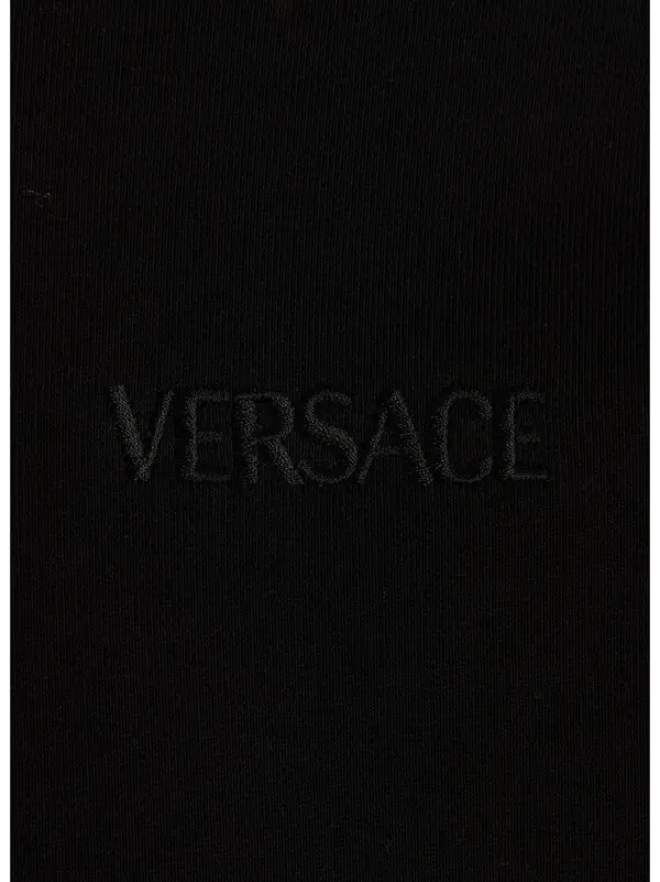 Versace Medusa Head Detailed Drawstring Hoodie - Black