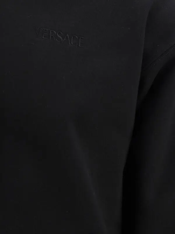 Versace Medusa Head Detailed Drawstring Hoodie - Black