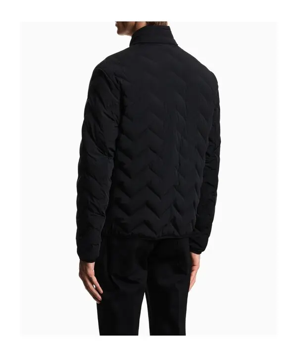 Emporio Armani Quilted Zip Jacket With Embossed Micro Eagle - Black