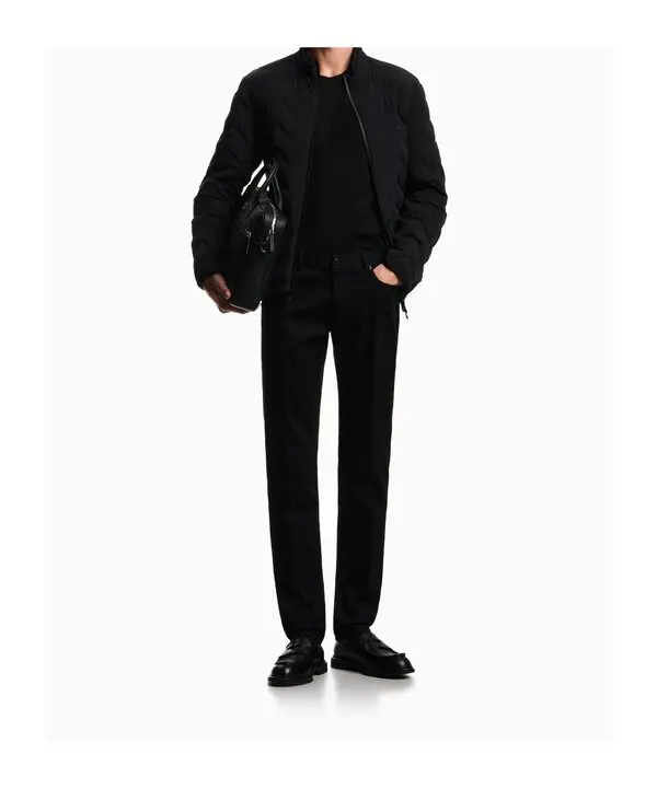 Emporio Armani Quilted Zip Jacket With Embossed Micro Eagle - Black
