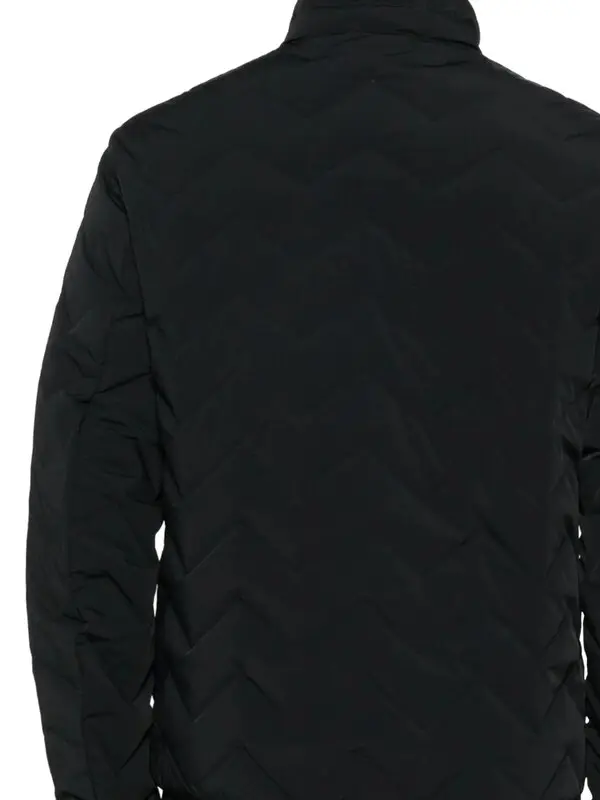 Emporio Armani Quilted Zip Jacket With Embossed Micro Eagle - Black
