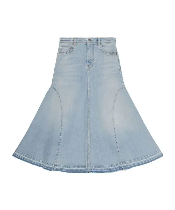 GANNI A-line Denim Midi Skirt