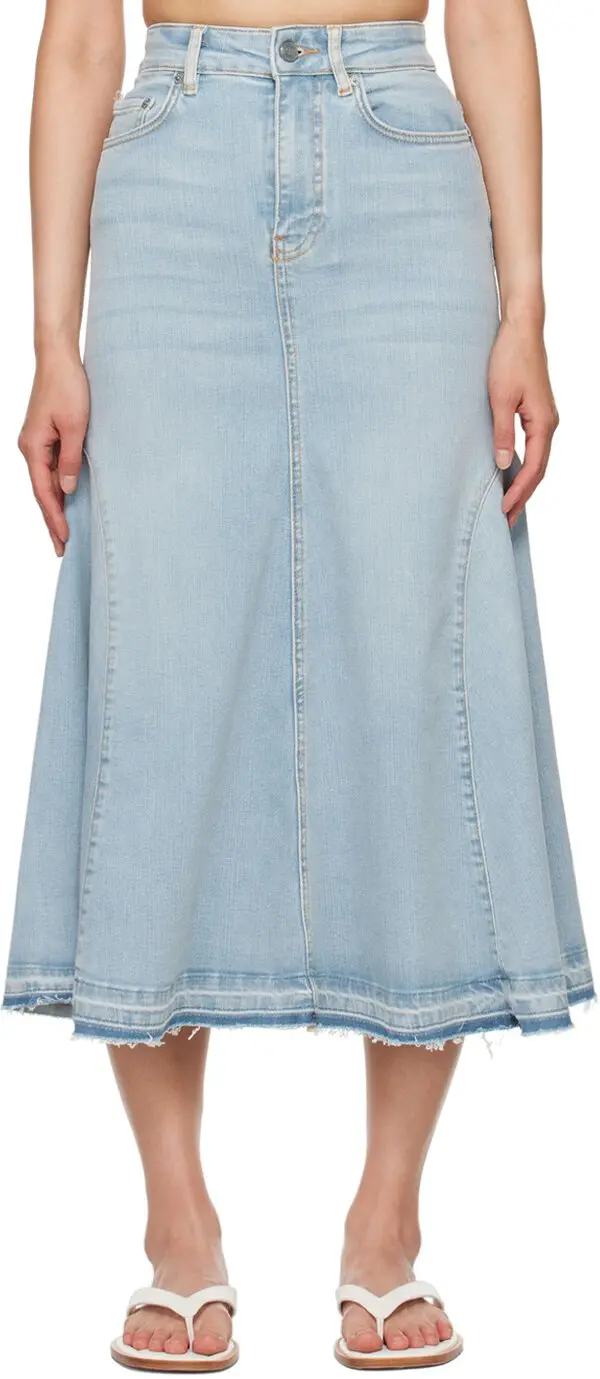 GANNI A-line Denim Midi Skirt