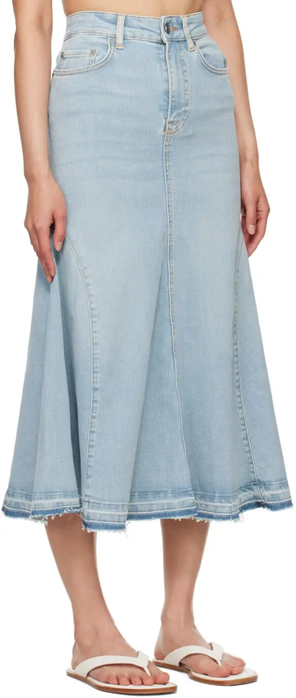 GANNI A-line Denim Midi Skirt