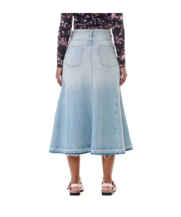 GANNI A-line Denim Midi Skirt