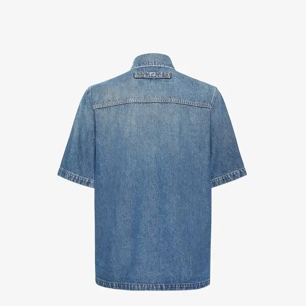 Fendi Short-sleeved Buttoned Denim Shirt