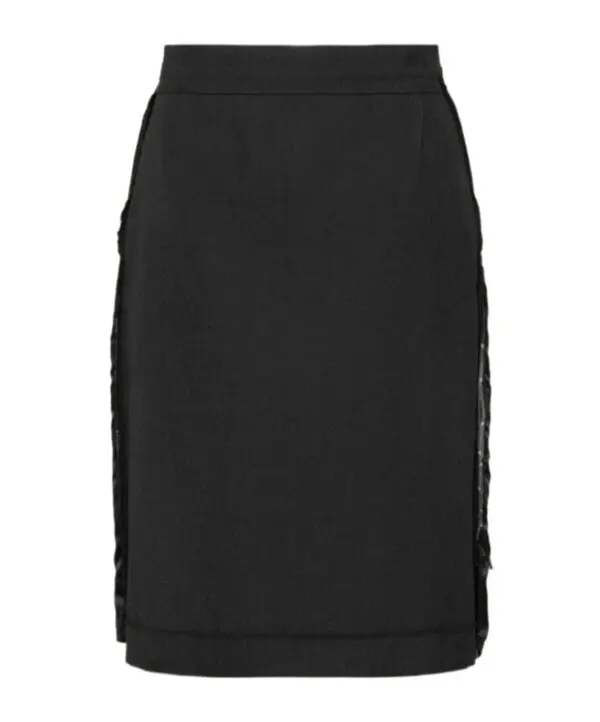 MAISON MARGIELA Midi Skirt With Raw Hem And Contrast Panels - Black