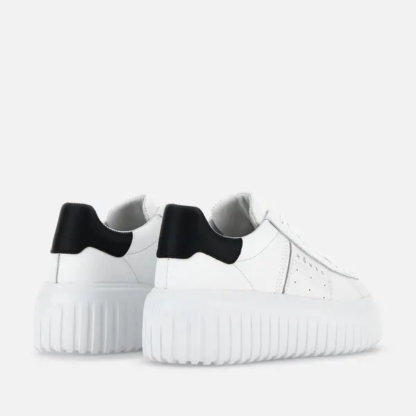 Hogan Round-toe Lace-up Sneakers With Platform Sole - White/black