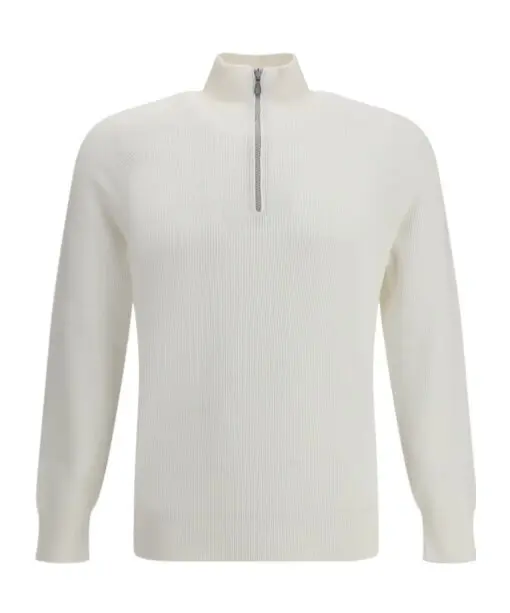 Brunello Cucinelli High Neck Knitted Jumper With Zip - No