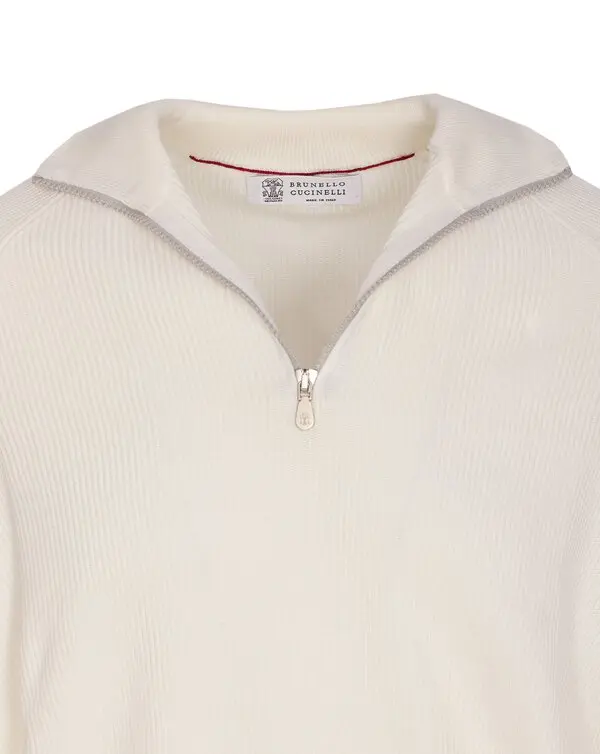 Brunello Cucinelli High Neck Knitted Jumper With Zip - No