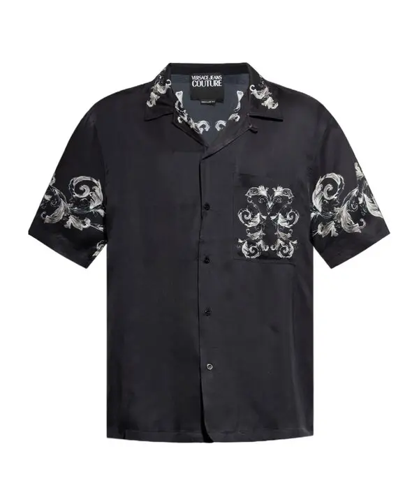 Versace Barocco Print Short-sleeved Shirt - Black