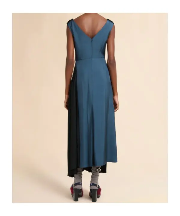 Marni Sleeveless Draped V-neck Dress With Back Slit
