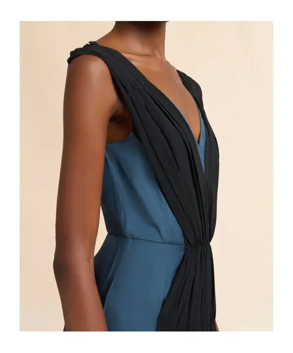 Marni Sleeveless Draped V-neck Dress With Back Slit