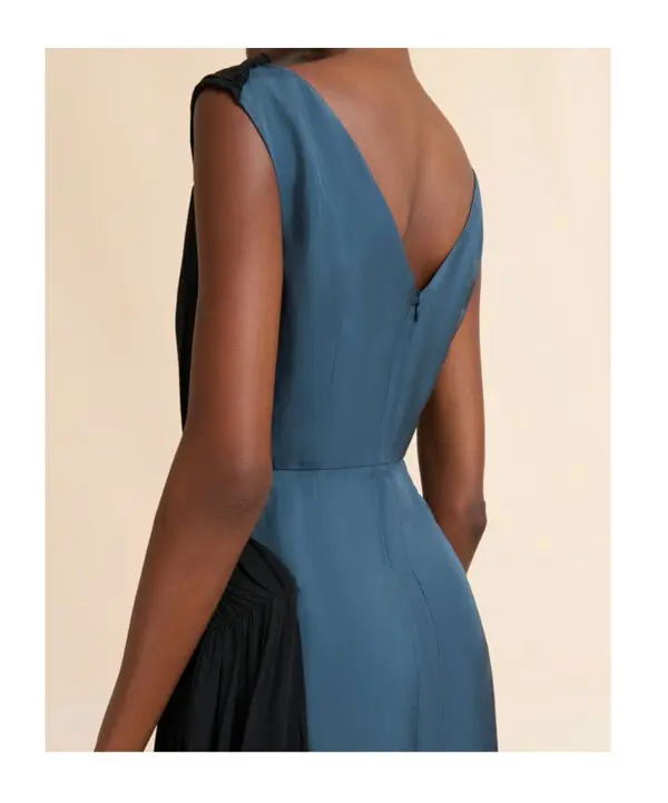 Marni Sleeveless Draped V-neck Dress With Back Slit