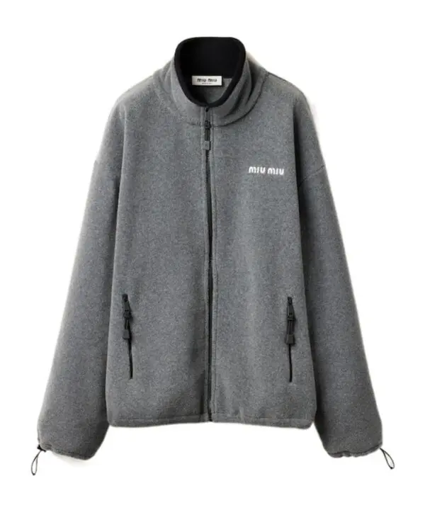 Miu Miu Oversized Zip-up High Neck Jacket - Grey
