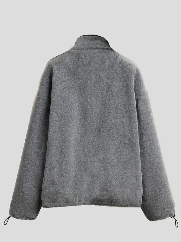 Miu Miu Oversized Zip-up High Neck Jacket - Grey