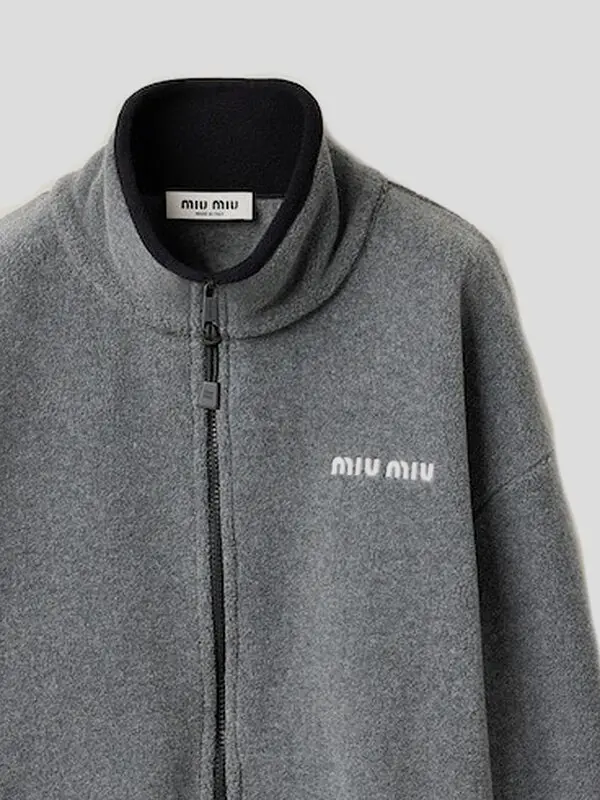Miu Miu Oversized Zip-up High Neck Jacket - Grey