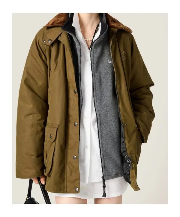 Miu Miu Oversized Zip-up High Neck Jacket - Grey