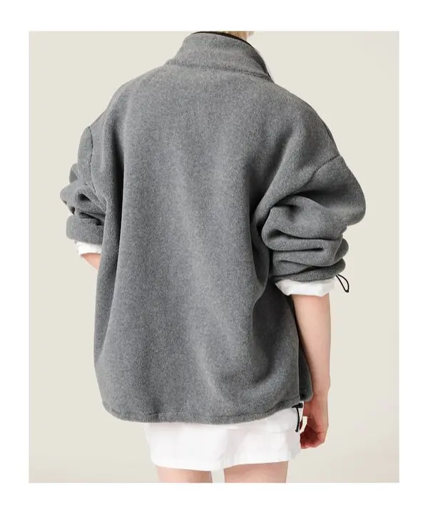 Miu Miu Oversized Zip-up High Neck Jacket - Grey