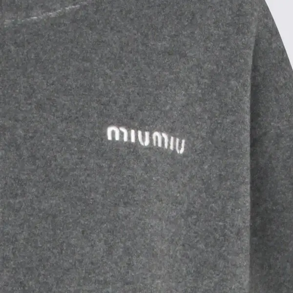 Miu Miu Oversized Zip-up High Neck Jacket - Grey